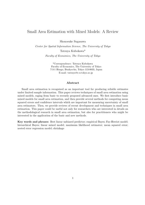 pdf small area estimation with mixed models a review
