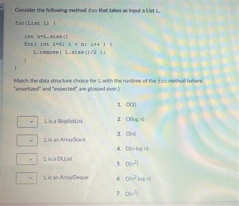 Solved Consider The Following Method Foo That Takes As Input