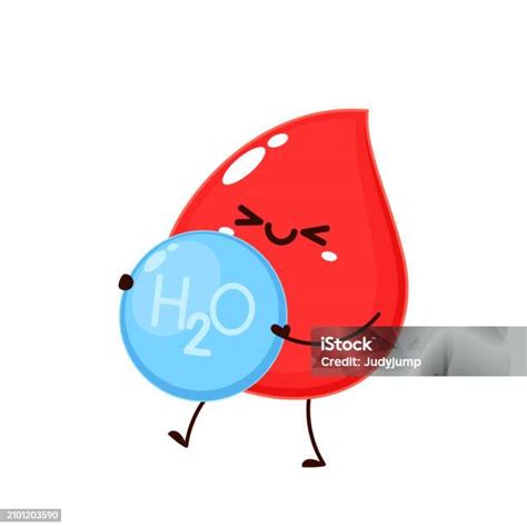 레드 블러드 드롭과 H2o 만화 캐릭터 벡터 일러스트 레이 션 평면 디자인 고립 된 투명 배경 적혈구 마스코트 건강관리와 의술에 대한 스톡 벡터 아트 및 기타 이미지