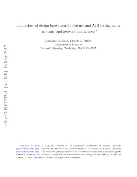 Pdf Limitations Of Design Based Causal Inference And Ab Testing Under Arbitrary And Network