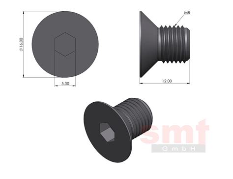 Senkschraube M8x12 Verzinkt 021€ Din Normteile Baureihe 8 Smt Gmbh