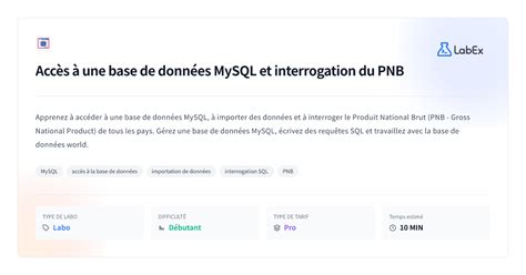 Accès à Une Base De Données Mysql Importation De Données Pnb Interrogation Sql Labex