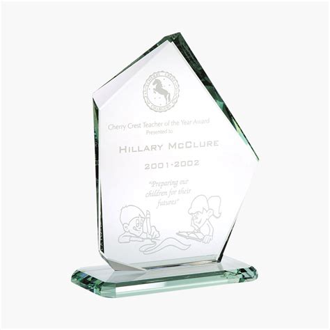 Engraved Jade Glass Fantasy Peak Award Crystal Images Inc