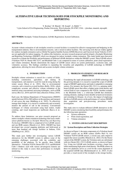 Pdf Alternative Lidar Technologies For Stockpile Monitoring And Reporting