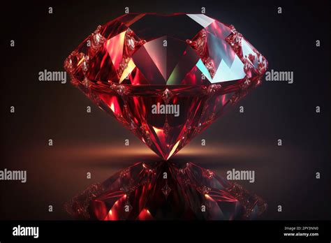 Ruby Gem Diamond Dark Reflection On Gradient Background 3d Rendering