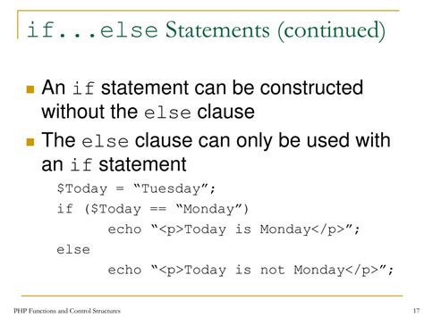 Ppt Php Functions And Control Structures Powerpoint Presentation Free Download Id 310519