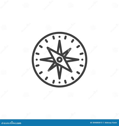 Compass Line Icon Navigation Concept Wind Rose Sign On White