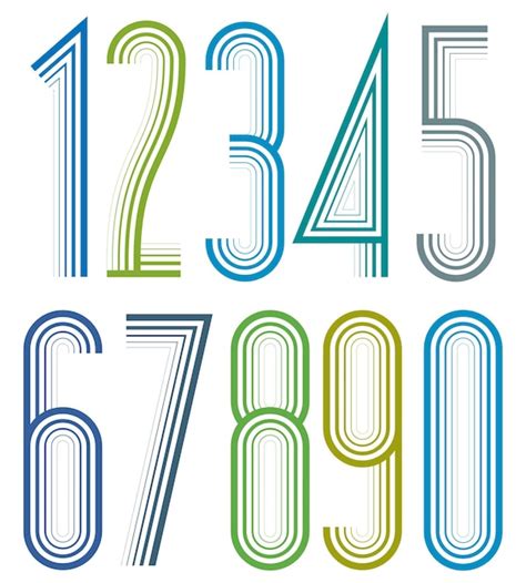 Premium Vector Geometric Bright Elegant Striped Numbers With Outline