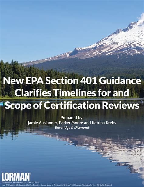 New Epa Section 401 Guidance Clarifies Timelines For And Scope Of Certification Reviews — White