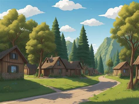 Premium Photo 3d Animation Style Free Vector Village Scene With