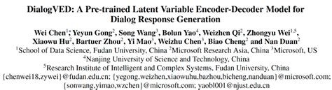 Acl2022 Dialogved：用于对话响应生成的预训练隐变量编码 解码模型 智源社区