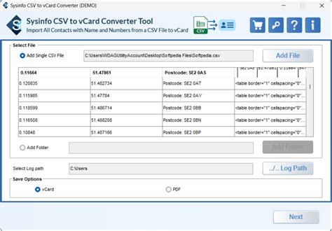 Sysinfo Csv To Vcard Converter Download Softpedia