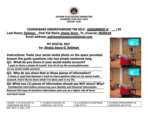Cus Assignment 4 The Digital Self Systems Plus College Foundation Academic Year 2021 Tertiary