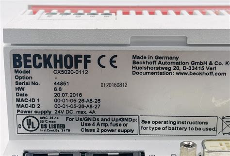 Beckhoff Cx5020 0112 Cpu Module Novus Ferro Pte Ltd