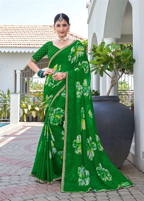 Laxmipati Phulvaari Floral Printed Along With Foil Stamping Chiffon Sa