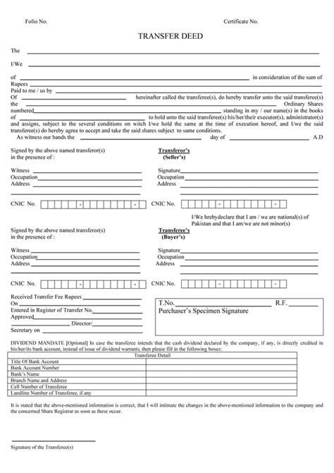 Shares Transfer Deed Form Karim Virani Pdf