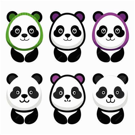 Premium Vector A Collection Of Pandas With Different Colors And Shapes