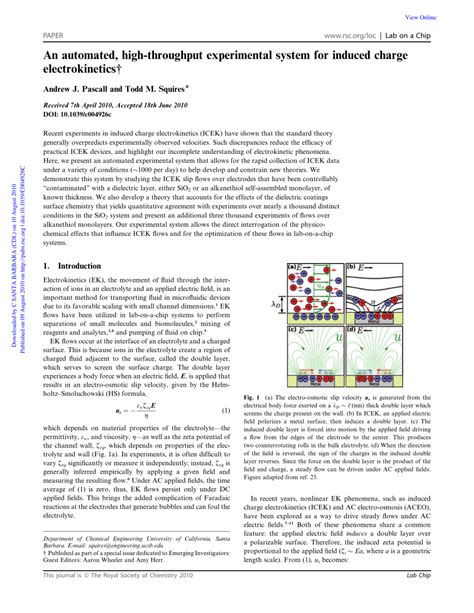 Pdf An Automated High Throughput Experimental System For Induced Charge Electrokinetics