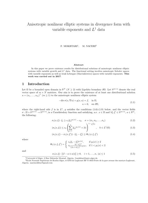 Pdf Anisotropic Nonlinear Elliptic Systems In Divergence Form With