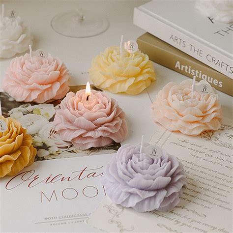 Handmade Decorative Flower Candle Perfumada Aromatherapy Peony Shaped