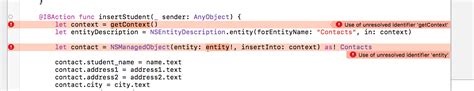 Swift Core Data Student Info Storage App Errors Stack Overflow