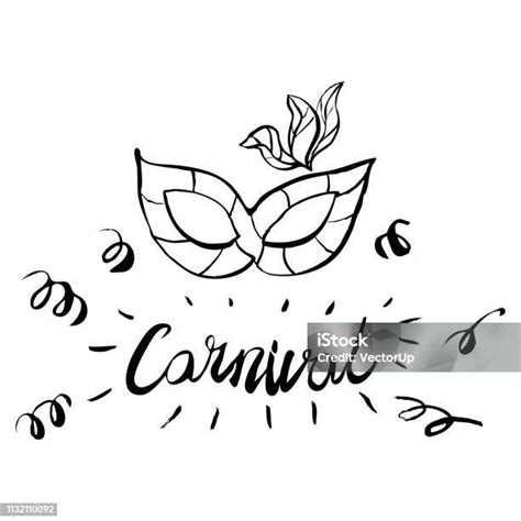 카니발 손으로 그린 레터링과 브라질 카니발에 대 한 마스크 마디 그 라 스페인 축제 템플릿 포스터 배너 로고 아이콘 인쇄에 대 한 가장 무도회 축제 개념 고립 된 벡터