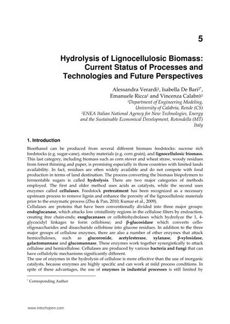 PDF Hydrolysis Of Lignocellulosic Biomass Current Status Of Hydrolysis Of Lignocellulosic