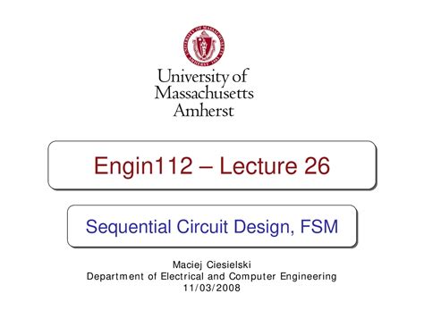 sequential circuit design fsm lecture slides engin 112 docsity