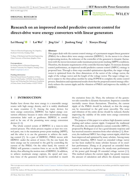 Pdf Research On An Improved Model Predictive Current Control For