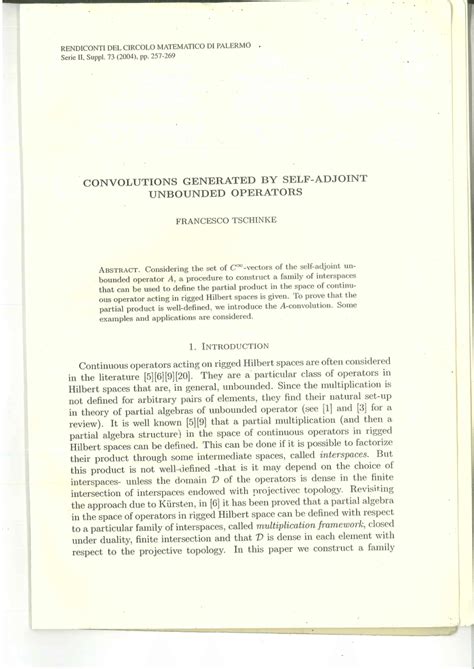 pdf convolutions generated by self adjoint operator