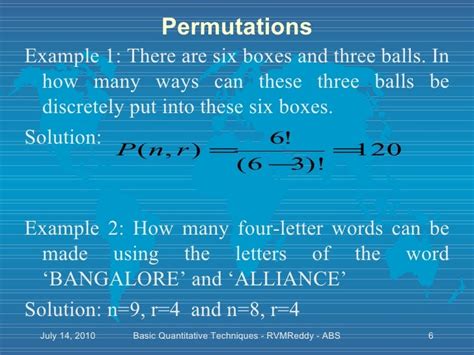 Quantitative Techniques Basics Of Mathematics Permutations And Combin