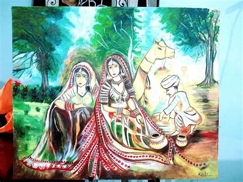 Acrylic Rajasthani Women Painting Size 18x24 Inches At ₹ 2500 In Jodhpur