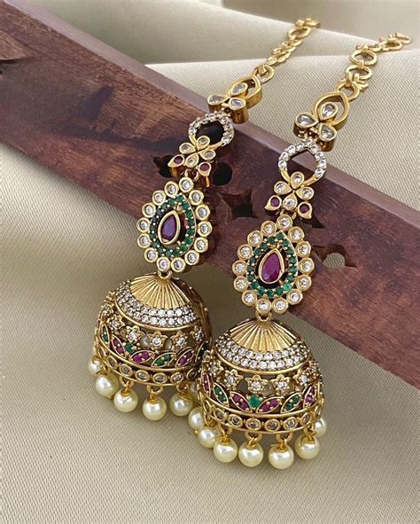 Earing With Earchain Product Code 455 Arackal Jewellery