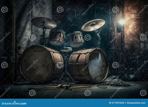 drum kit in a grunge garage neural network ai generated stock illustration illustration of