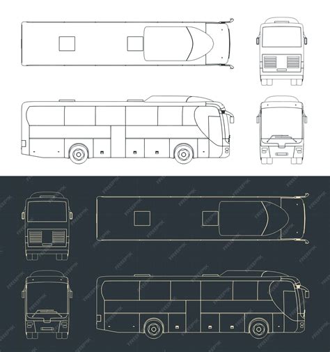 Tourist Bus Blueprints Premium Ai Generated Vector