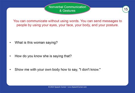 Nonverbal Communication And Gestures Speech Corner Photo Cards Speech Corner