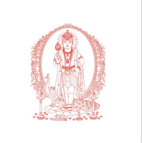 Murugan Sami Vector Line Art Illustration Laser Engraving Digital