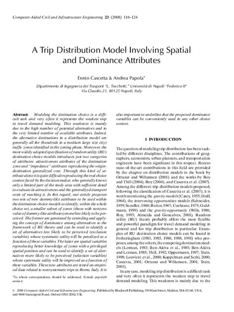 Pdf A Trip Distribution Model Involving Spatial And Dominance Attributes