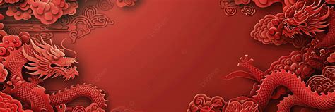 구름과 용 요소의 붉은색 종이 컷아웃 미술 용 빨간색 배경 일러스트 및 사진 무료 다운로드 Pngtree