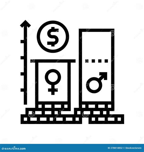 Gender Wage Gap Feminism Woman Line Icon Vector Illustration Stock
