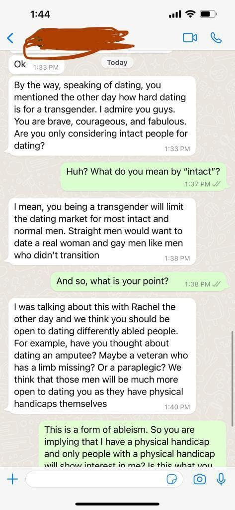 An Acquaintance Told Me I Should Stop Pursuing Normal And Intact Men