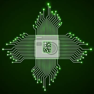 Cpu Microprocessor Microchip Neon Technology Symbol Vector Posters For The Wall Posters