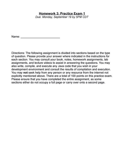 csci 1583 practice exam homework 3 practice exam 1 due monday