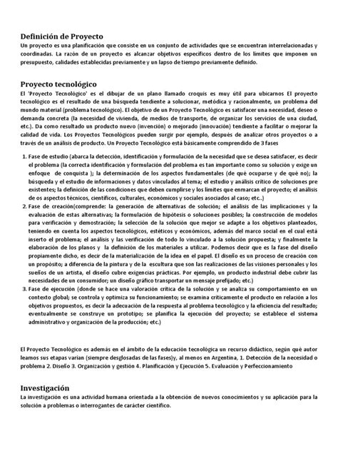 Definición De Proyecto Pdf Diseño Science