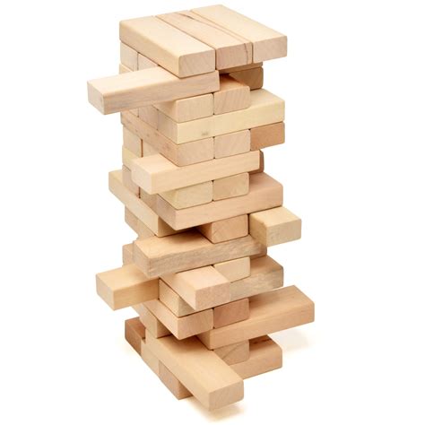 Buy Timber Tower Wood Block Stacking Game 48 Piece Classic Wooden Blocks For Building Toppling