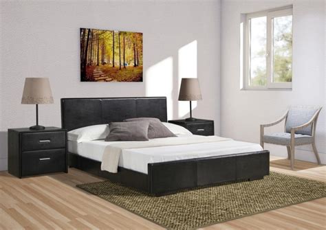 Black Faux Leather King Bed Frame Contemporary Platform Bed Foter