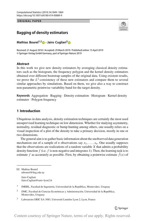 Bagging Of Density Estimators Request Pdf