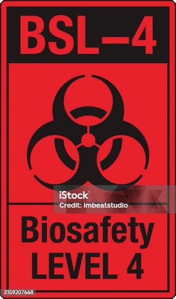 안전 표지 마킹 라벨 스티커 기호 픽토그램 표준 Bsl4 생물학적 위험 생물 안전 레벨 4 빨간색 0명에 대한 스톡 벡터 아트 및 기타 이미지 Istock