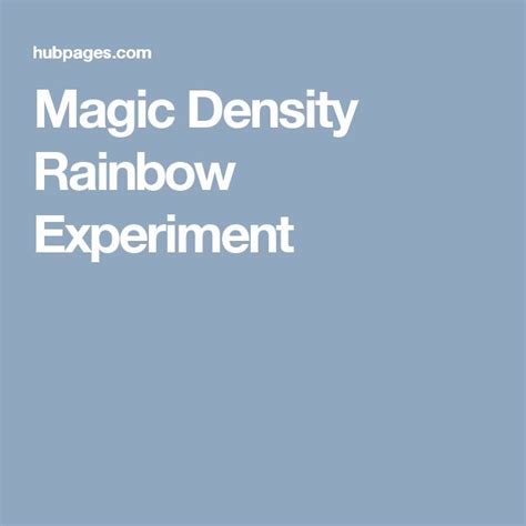 Magic Density Rainbow Experiment Rainbow Experiment Easy Science