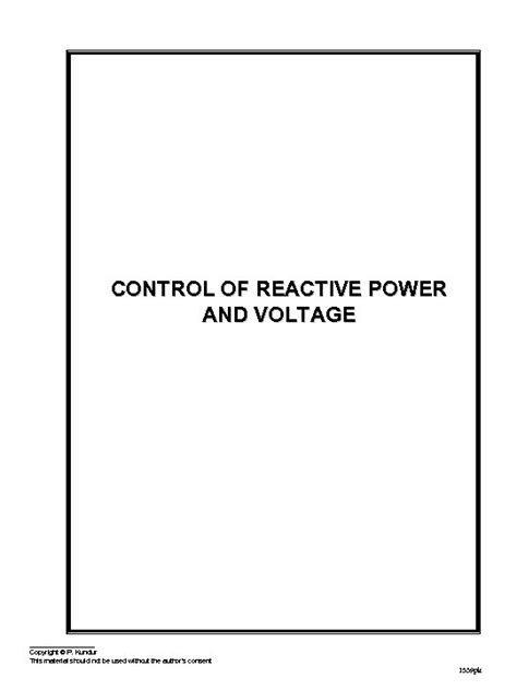 Control Of Reactive Power And Voltage Copyright